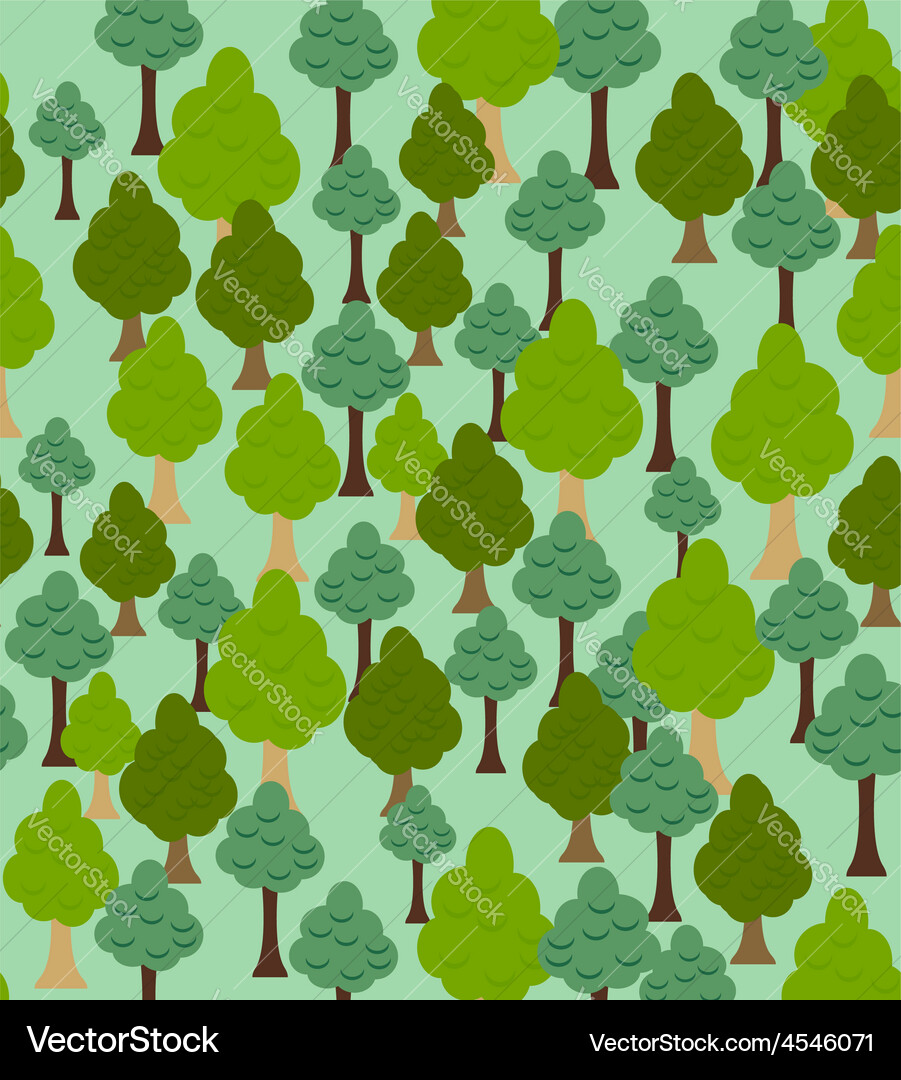 Seamless forest pattern Cartoon tree background Vector Image