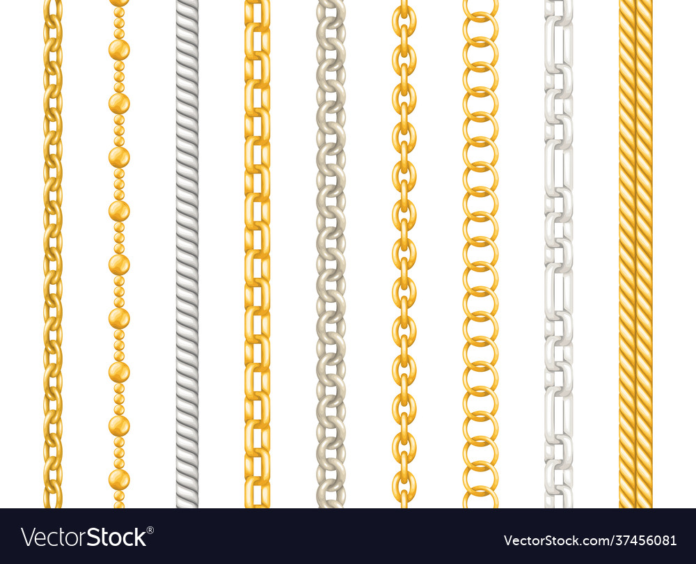 Realistic detailed 3d silver and gold metal Vector Image