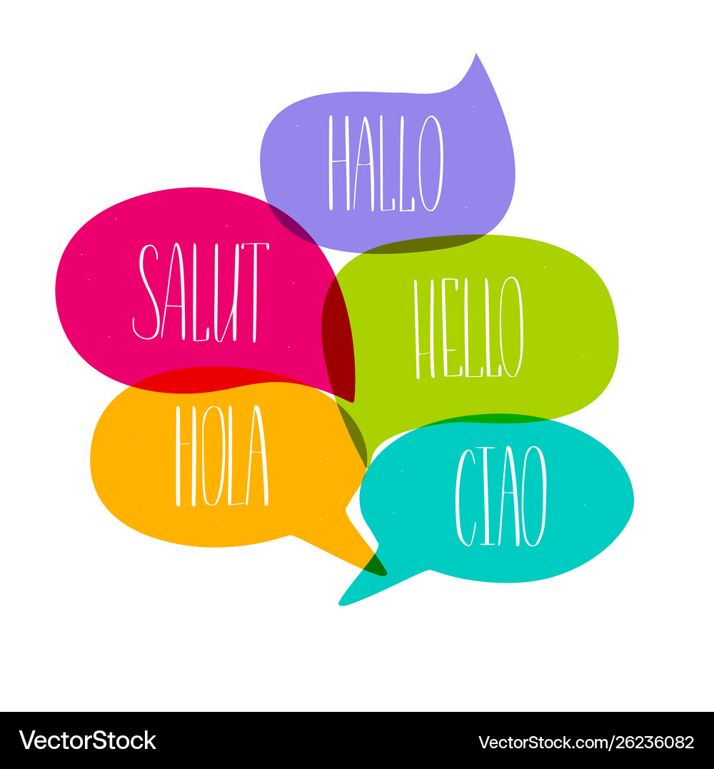 Hello colorful doodle speech bubbles Royalty Free Vector