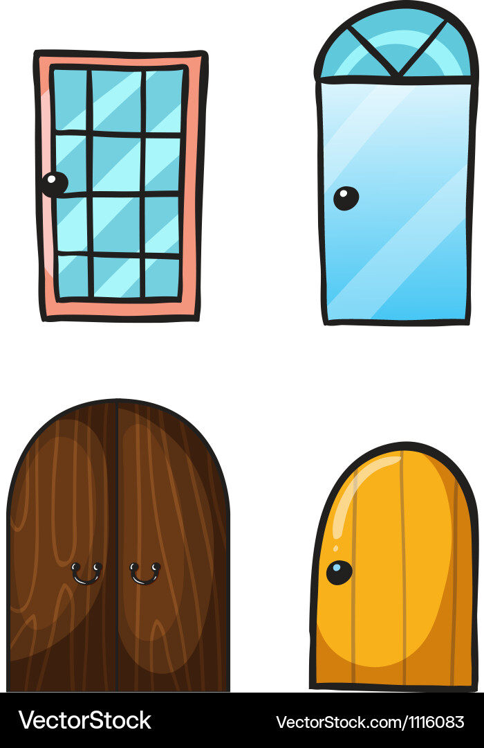 Cartoon doors Royalty Free Vector Image - VectorStock