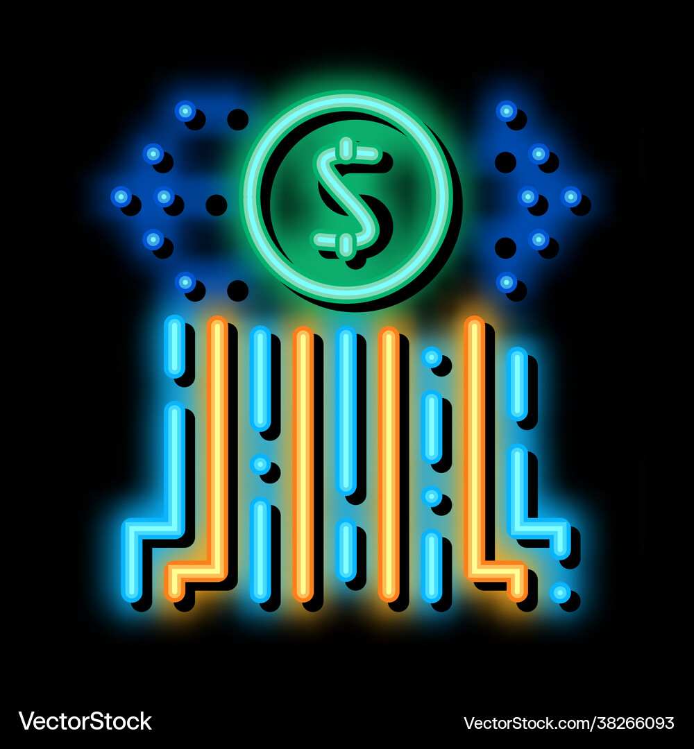 Cash flow neon glow icon Royalty Free Vector Image