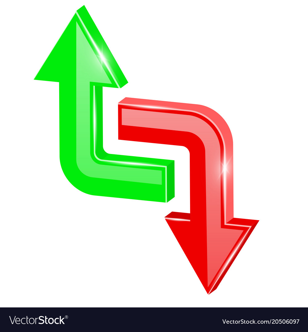 Colored 3d arrows up and down Royalty Free Vector Image Colored 3d arrows up and down Royalty Free Vector Image