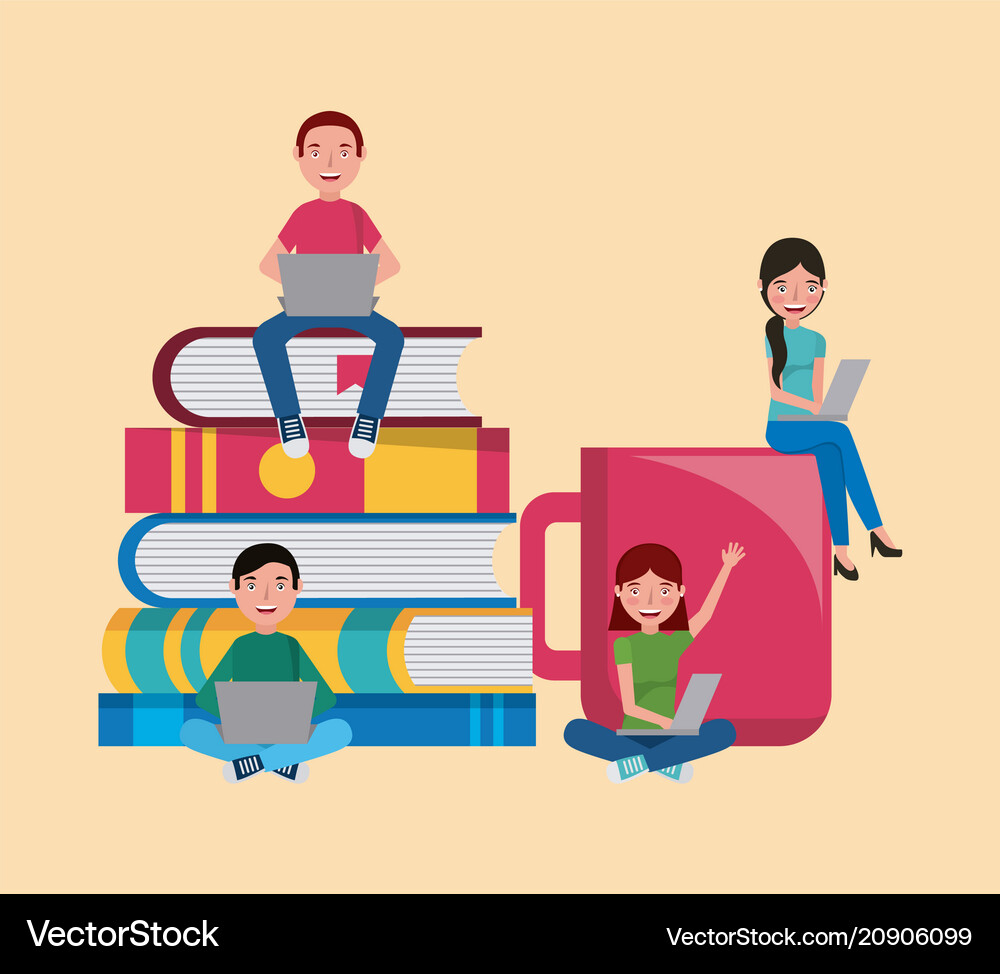 People learning education related Royalty Free Vector Image