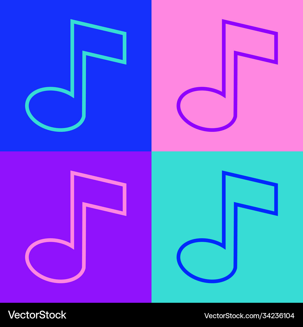 Pop art line music note tone icon isolated Vector Image