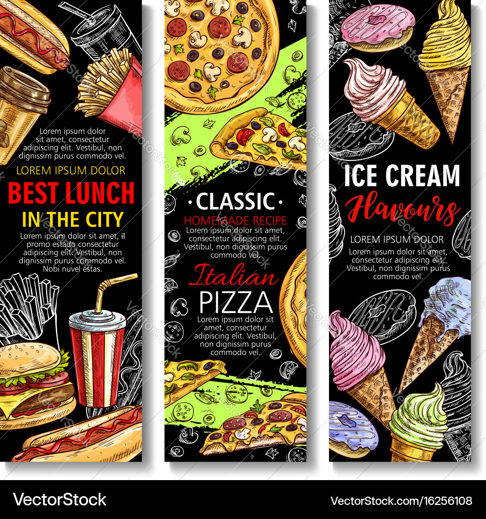 Banners for fast food restaurant Royalty Free Vector Image
