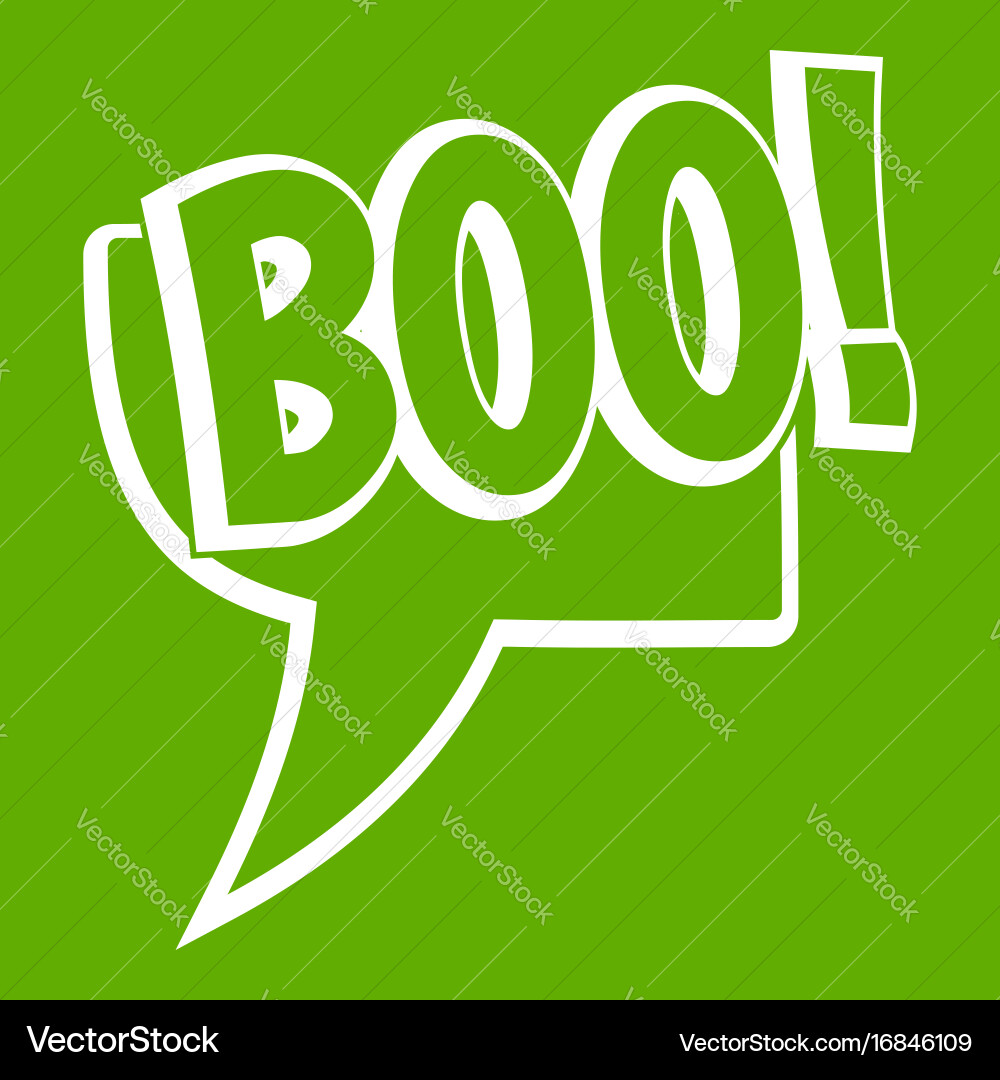 Boo comic text speech bubble icon green Royalty Free Vector