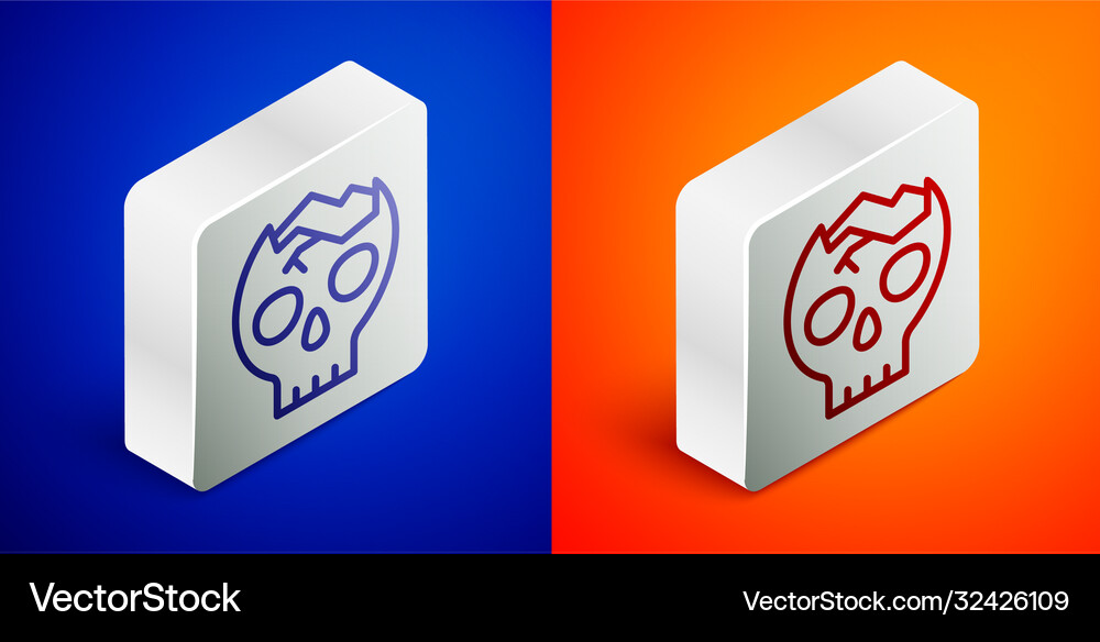 Isometric line broken human skull icon isolated Vector Image