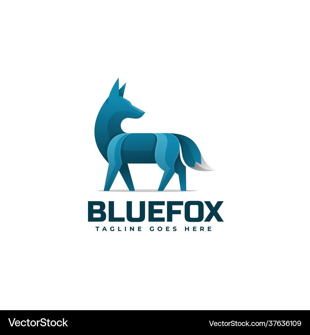 Logo blue fox gradient colorful style Royalty Free Vector