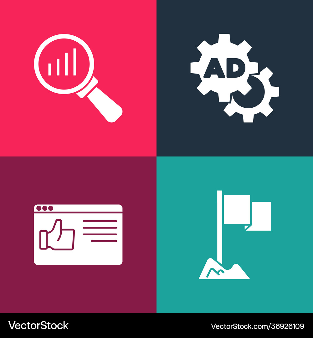 Set pop art location marker browser window Vector Image