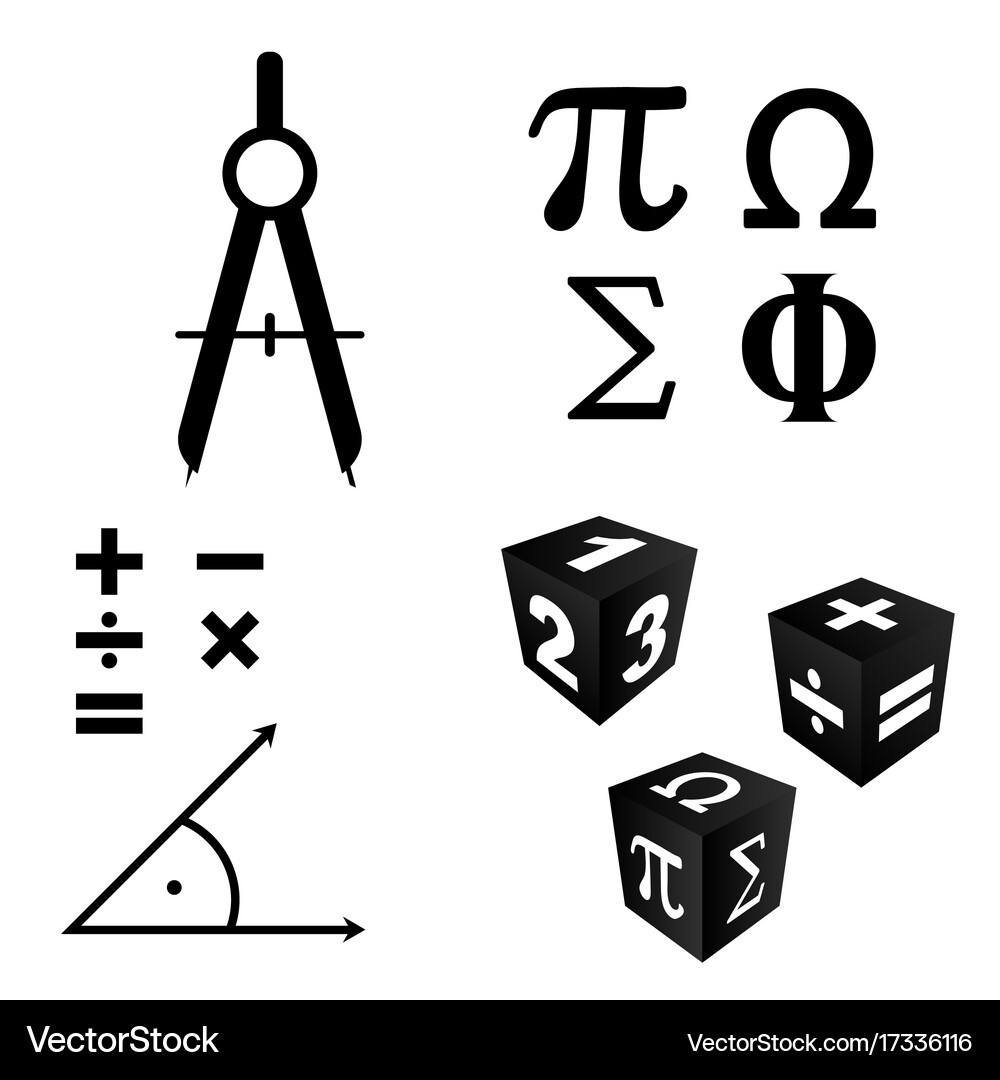 Math icons set in black color Royalty Free Vector Image