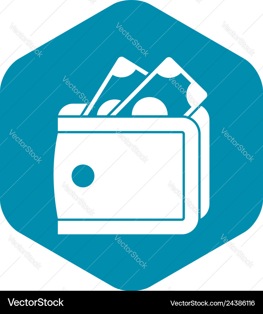 Wallet with cash icon simple style Royalty Free Vector Image