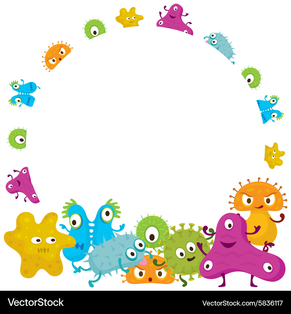 Cute Germ Characters Frame and Border Royalty Free Vector