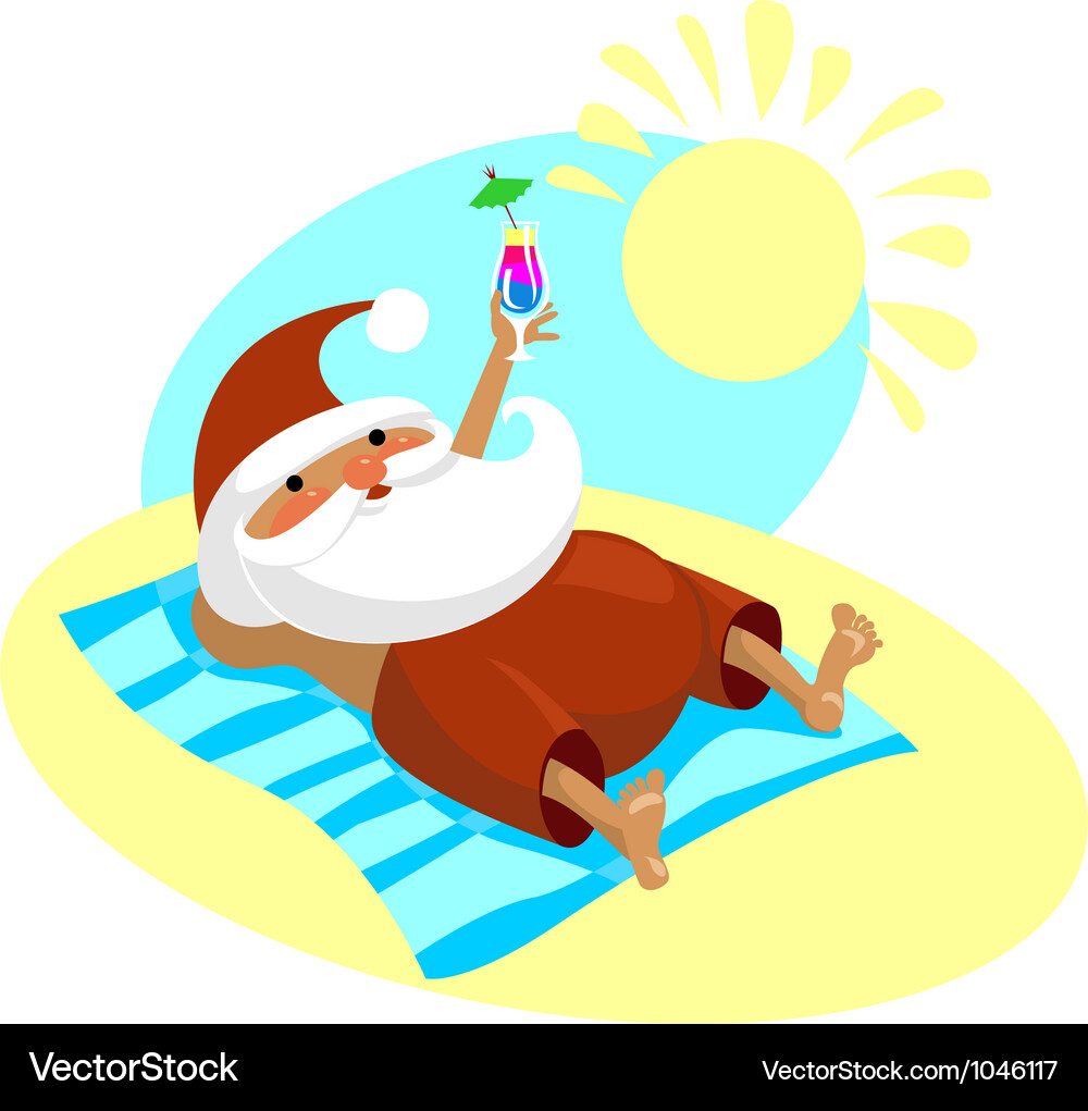 Santa on vacation Royalty Free Vector Image - VectorStock