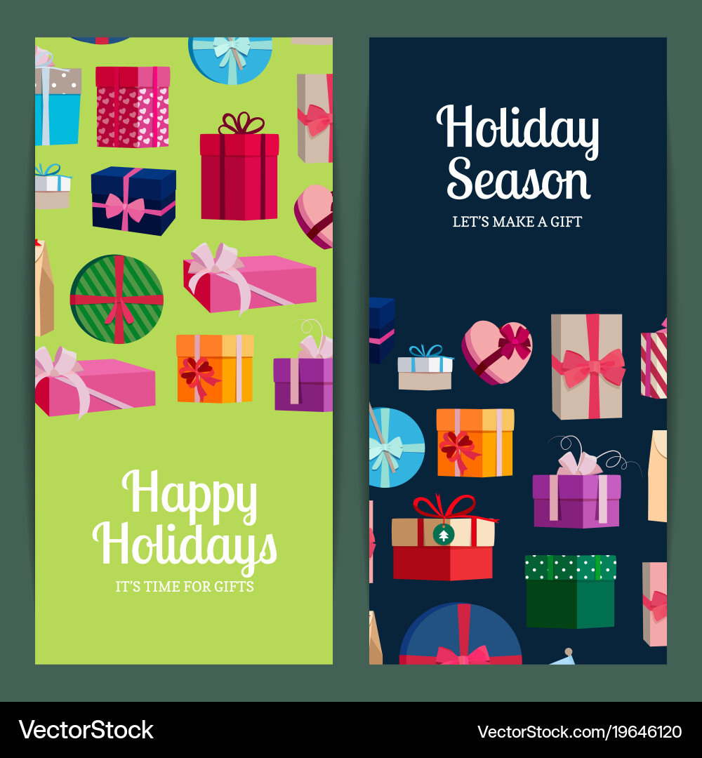 Vertical banner templates with gift boxes Vector Image