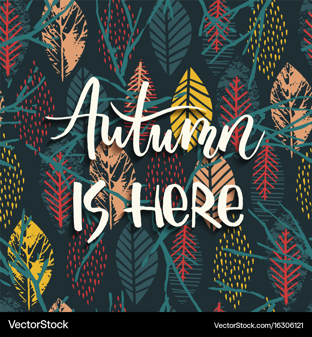 Lettering design with abstract autumn background Vector Image