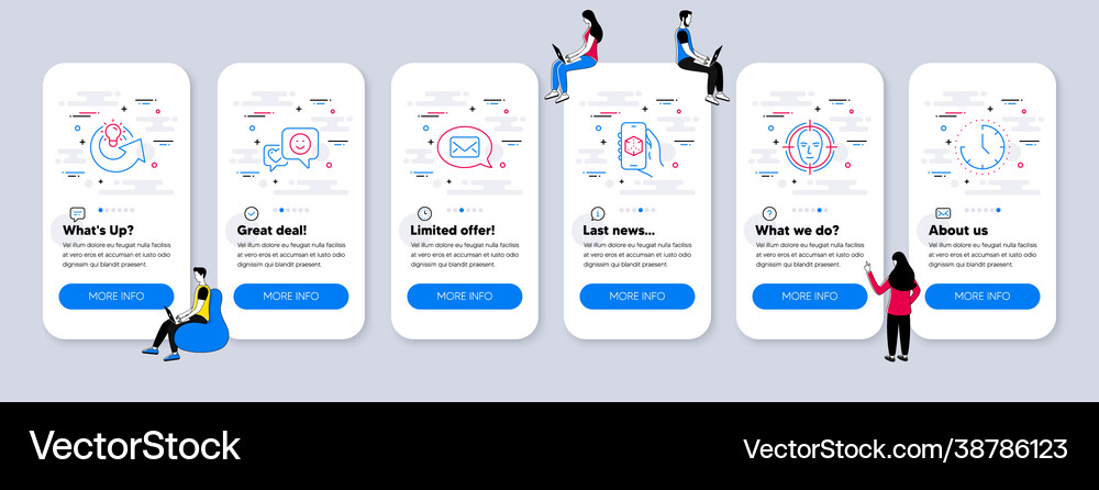 Technology icons set included icon as face detect Vector Image