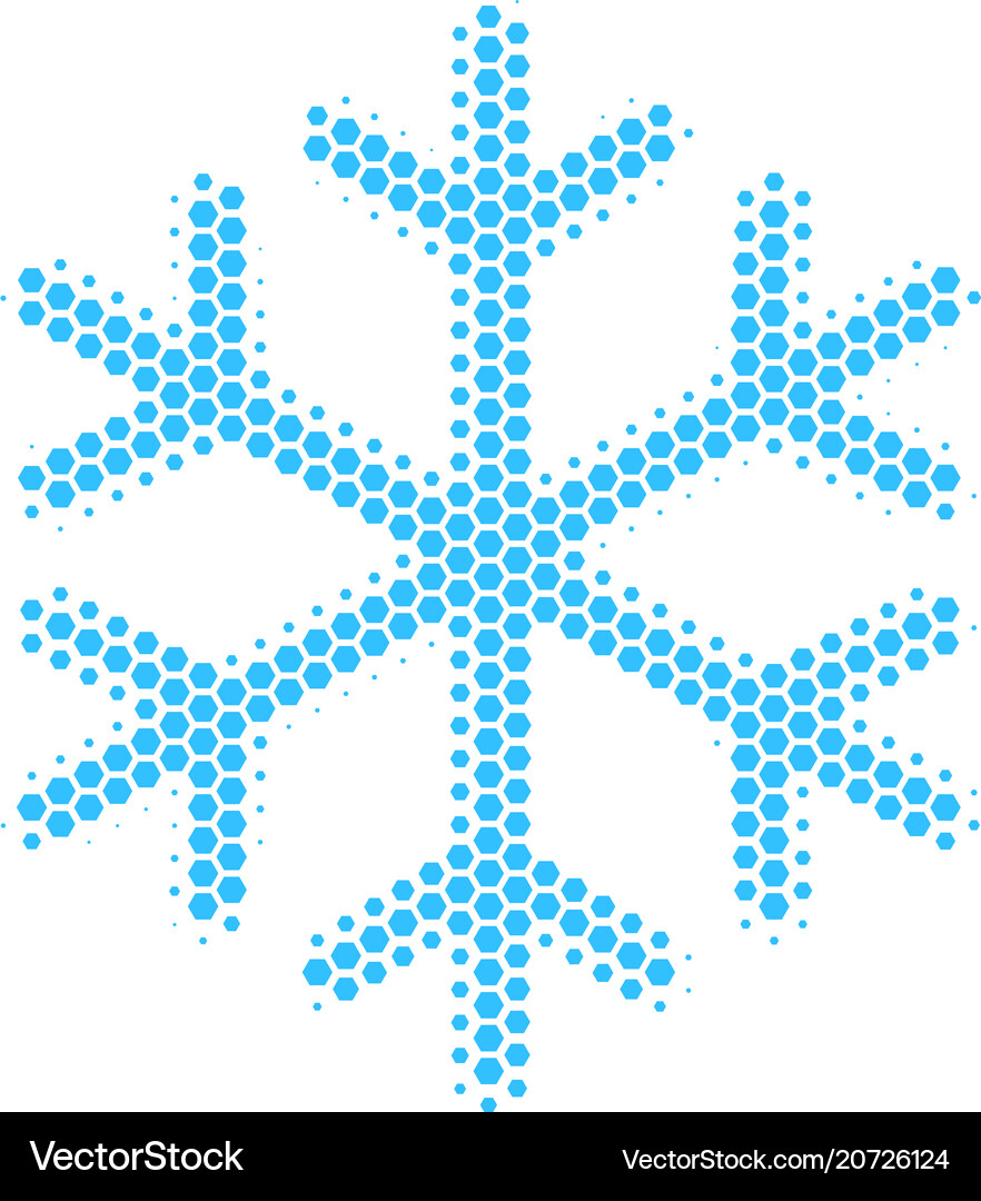 Hexagon halftone snowflake icon Royalty Free Vector Image