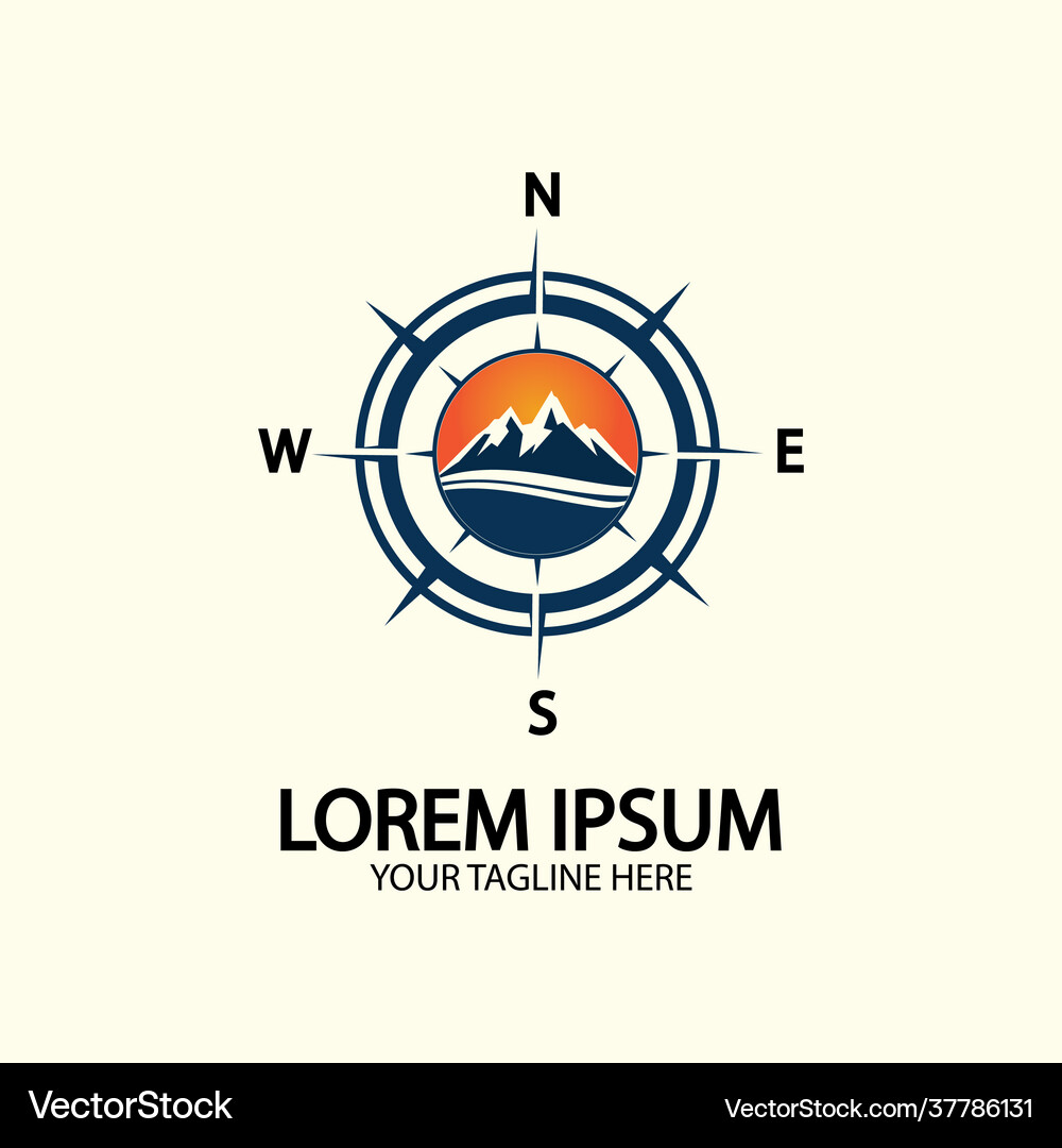 Compass with mountain for logo design exploration Vector Image