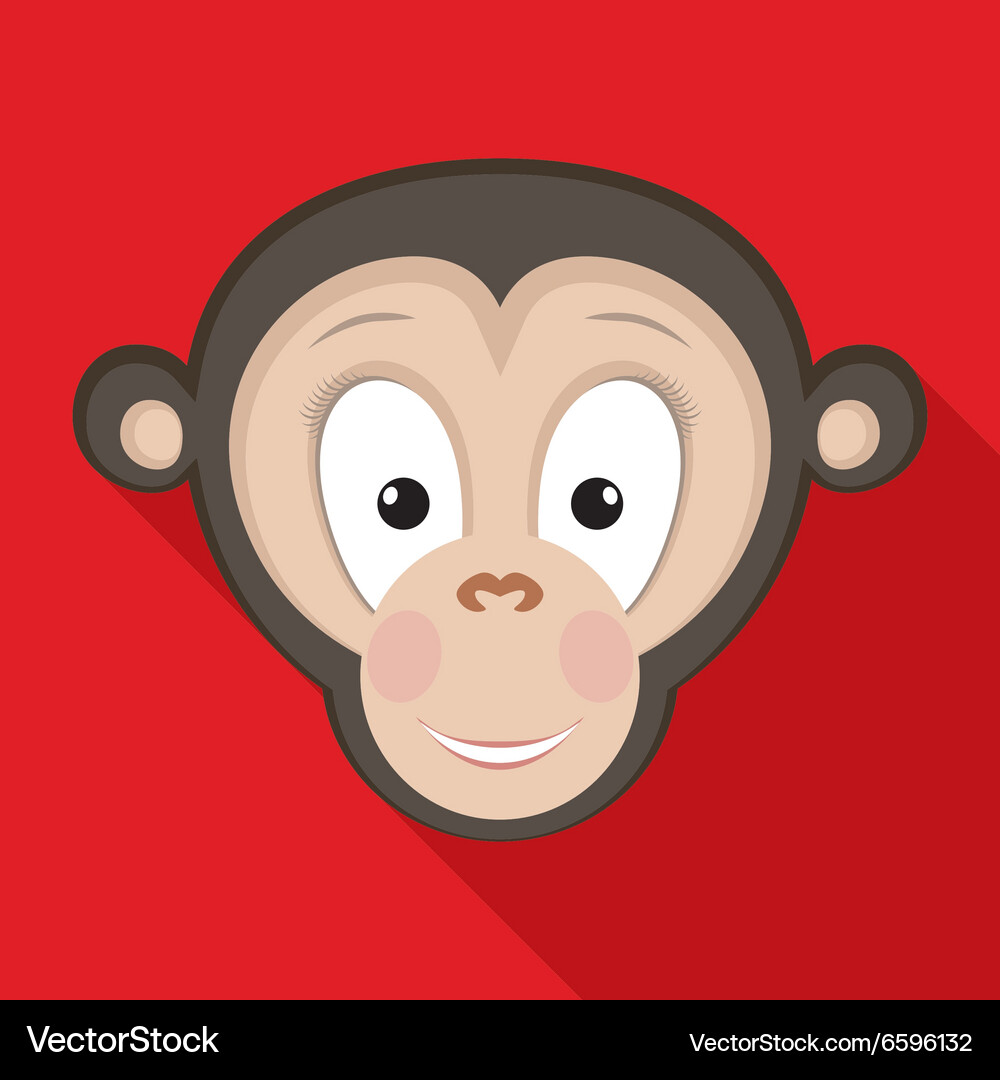 Monkey Face in Flat Style with Long Shadows Royalty Free Vector Image ...