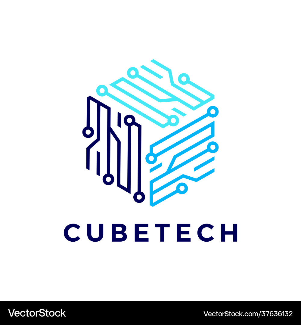 Cube tech technology electric circuit logo icon Vector Image