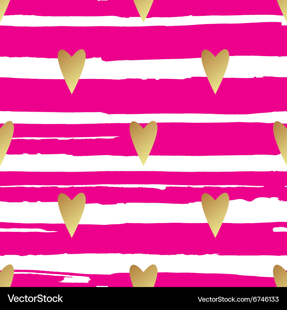 Seamless gold pattern with hearts Royalty Free Vector Image