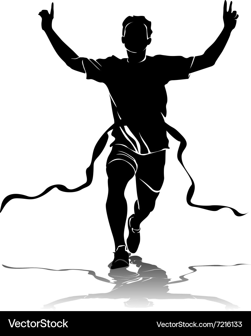 Silhouette running winner Royalty Free Vector Image