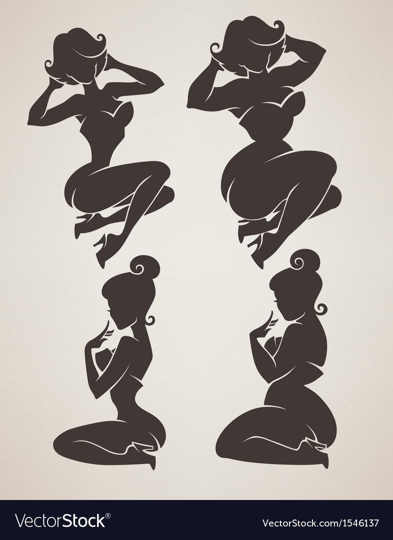 Fat And Slim Pin Up Girls Royalty Free Vector Image