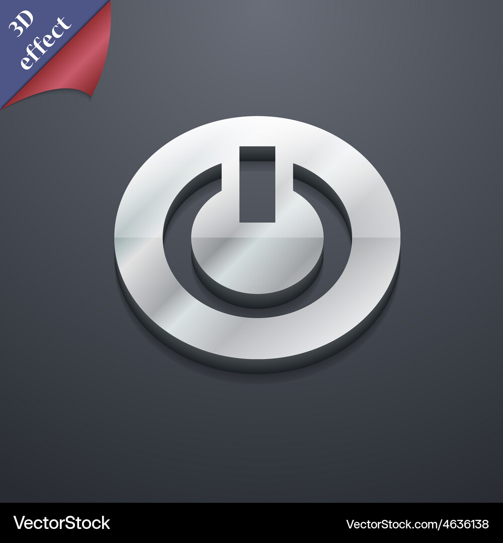 Power switch on turn on icon symbol 3d style Vector Image