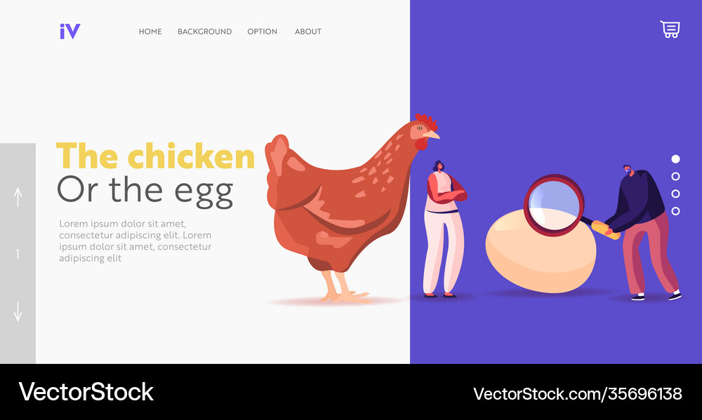 Which came first chicken or egg landing page Vector Image