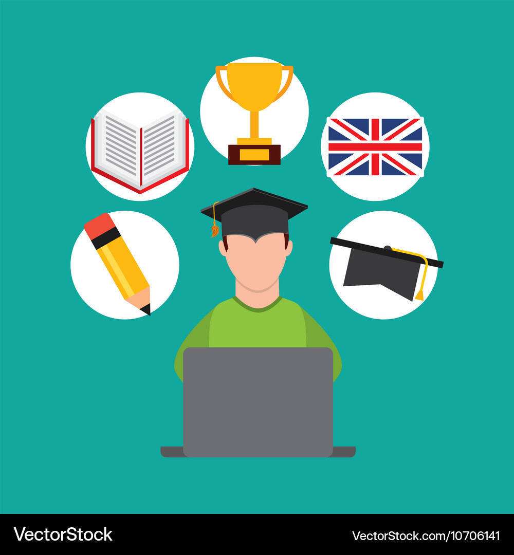 Learn english online icon Royalty Free Vector Image