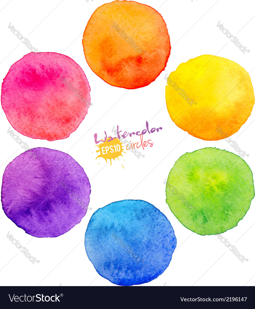 Rainbow watercolor circles Royalty Free Vector Image