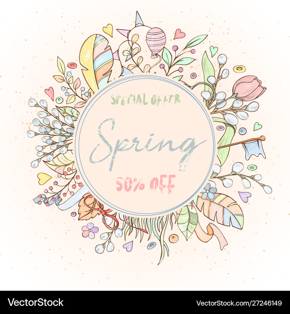 Hand drawn spring card Royalty Free Vector Image