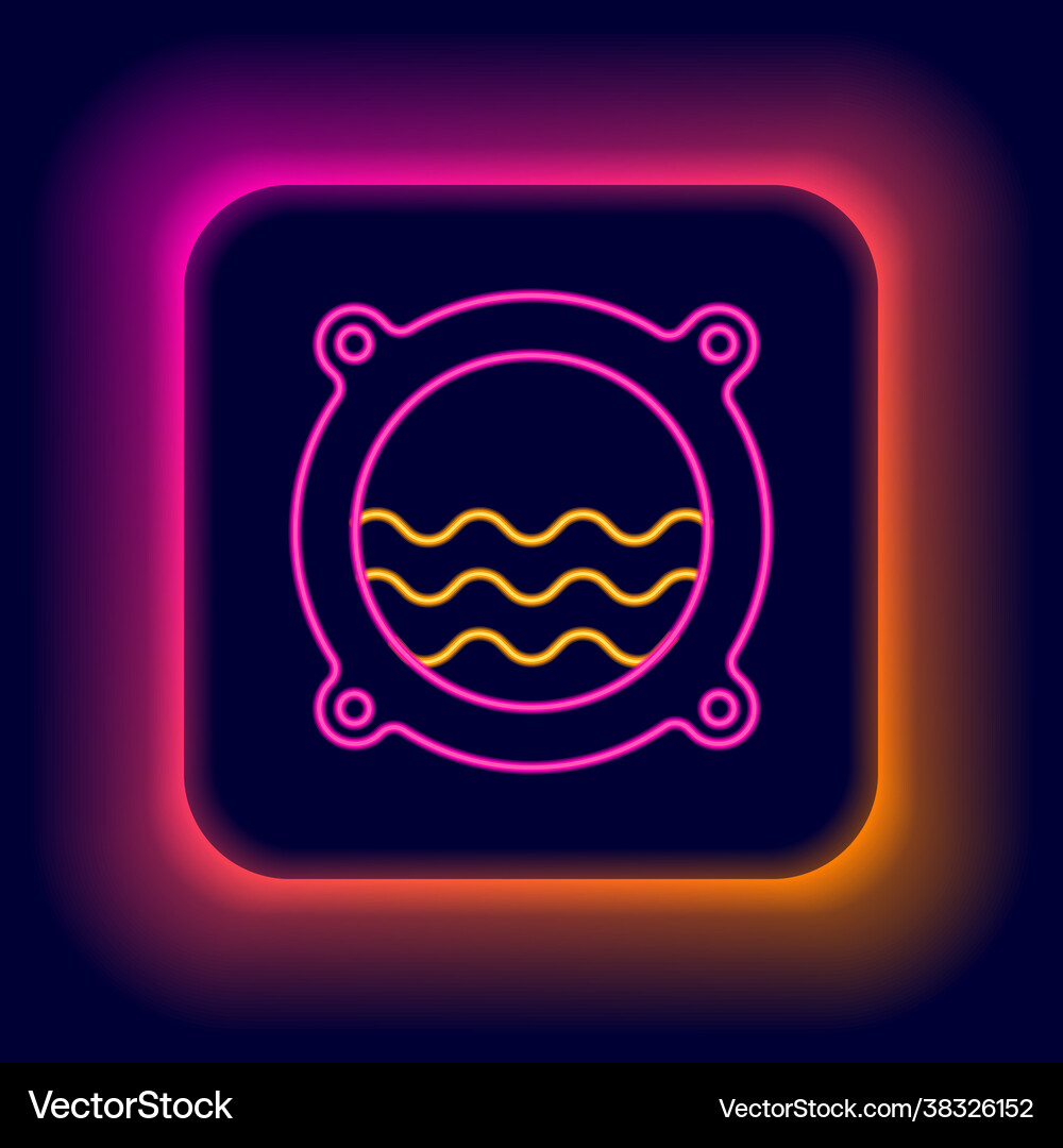 Glowing neon line ship porthole with rivets Vector Image