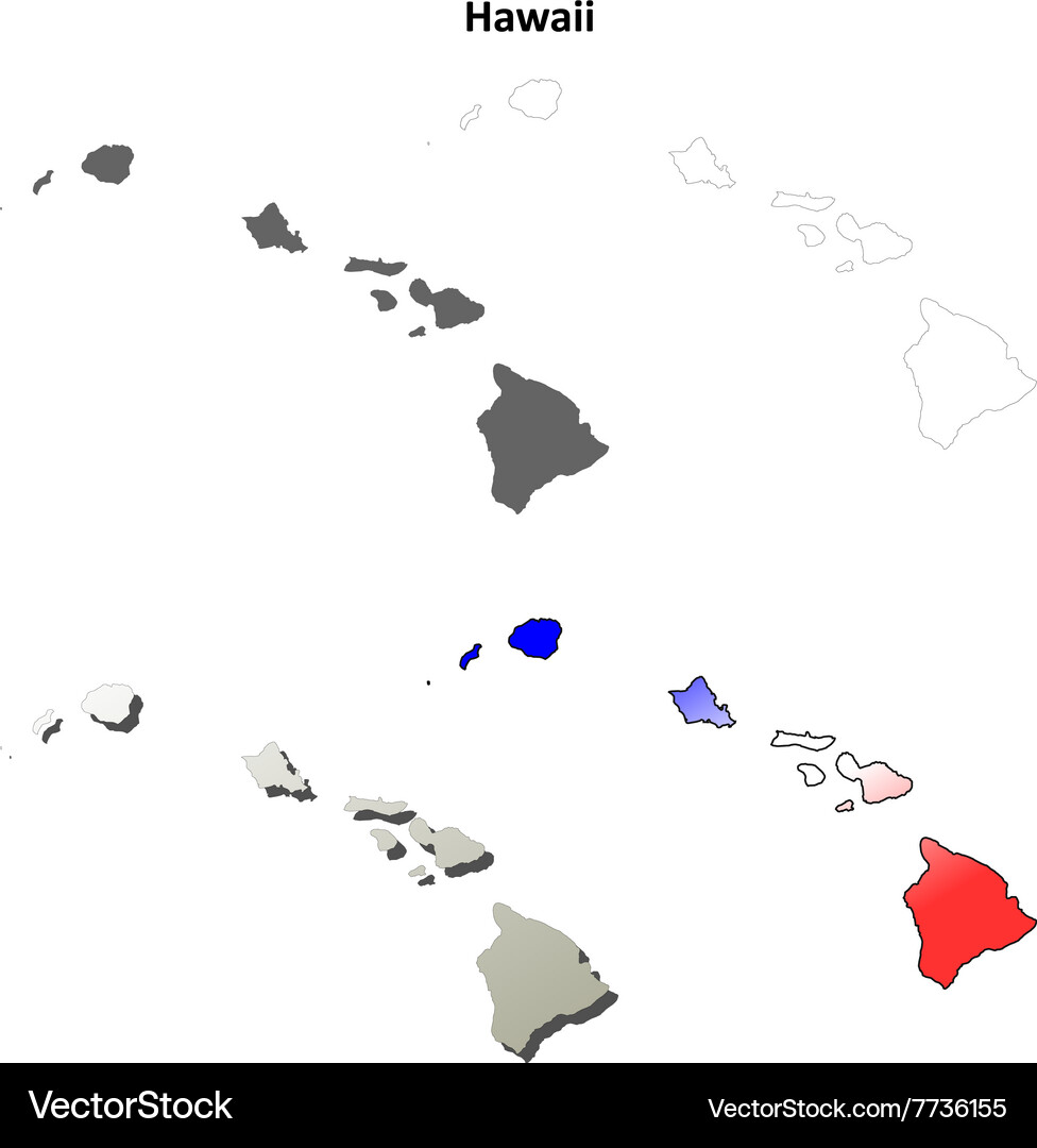 Hawaii outline map set Royalty Free Vector Image