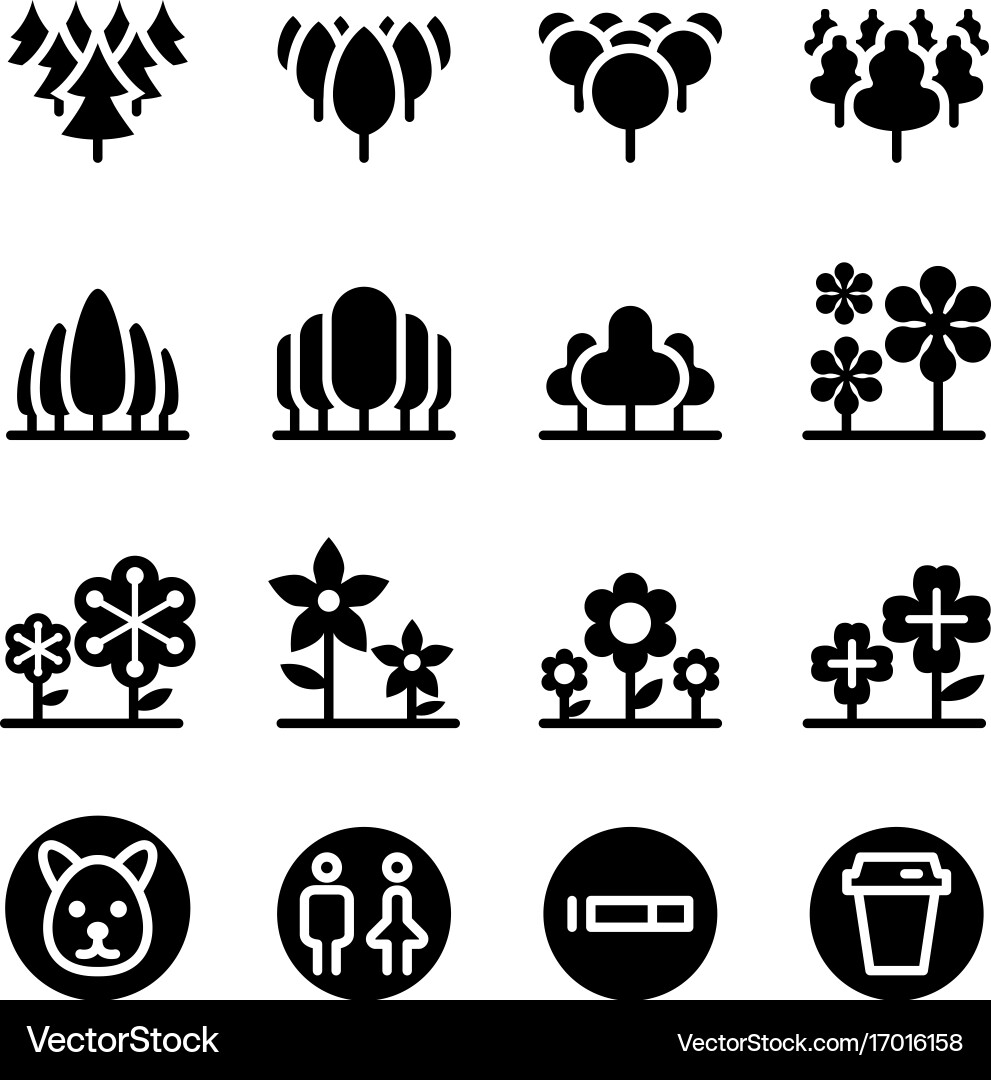 Park landscape icon set Royalty Free Vector Image