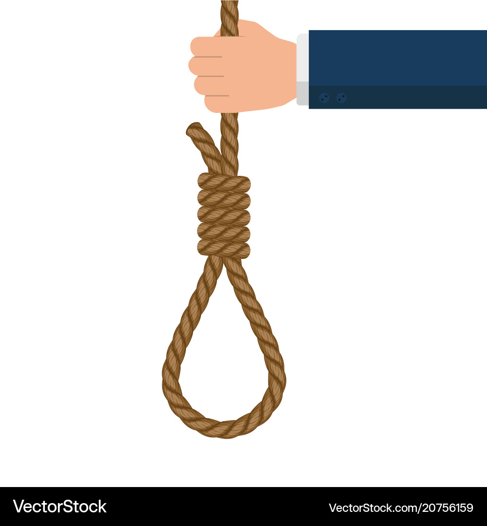 Hand with rope hanging loop businessman suicide Vector Image
