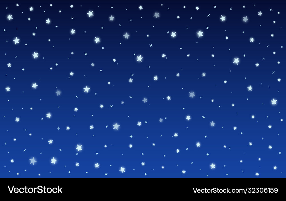 Stars shine on blue background snow night Vector Image