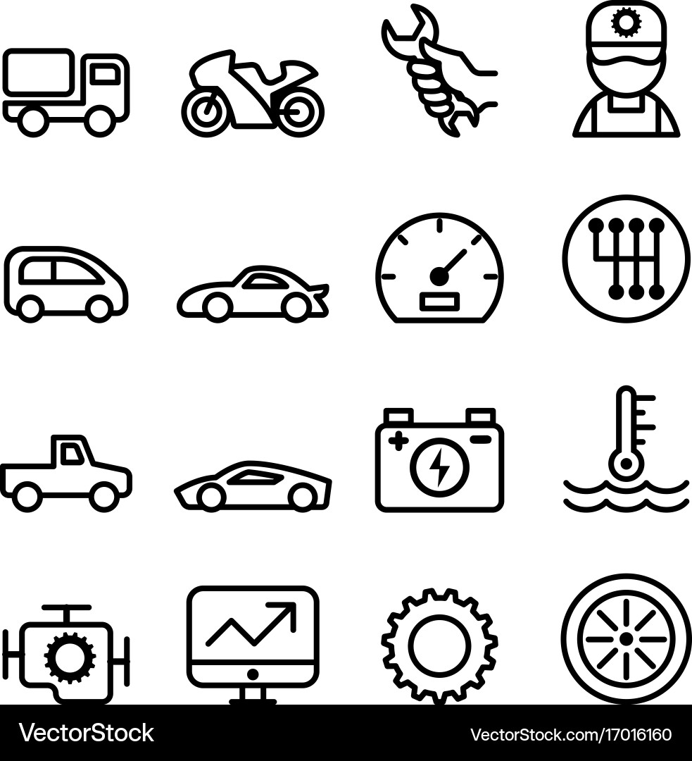 Car maintenance and repair icon set in thin line Vector Image
