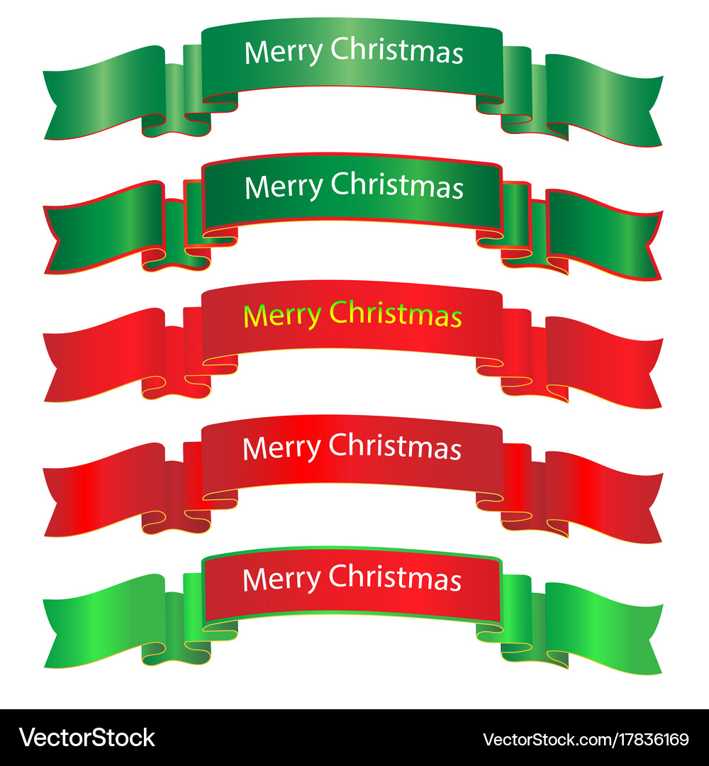 Merry christmas ribbon on white background Vector Image