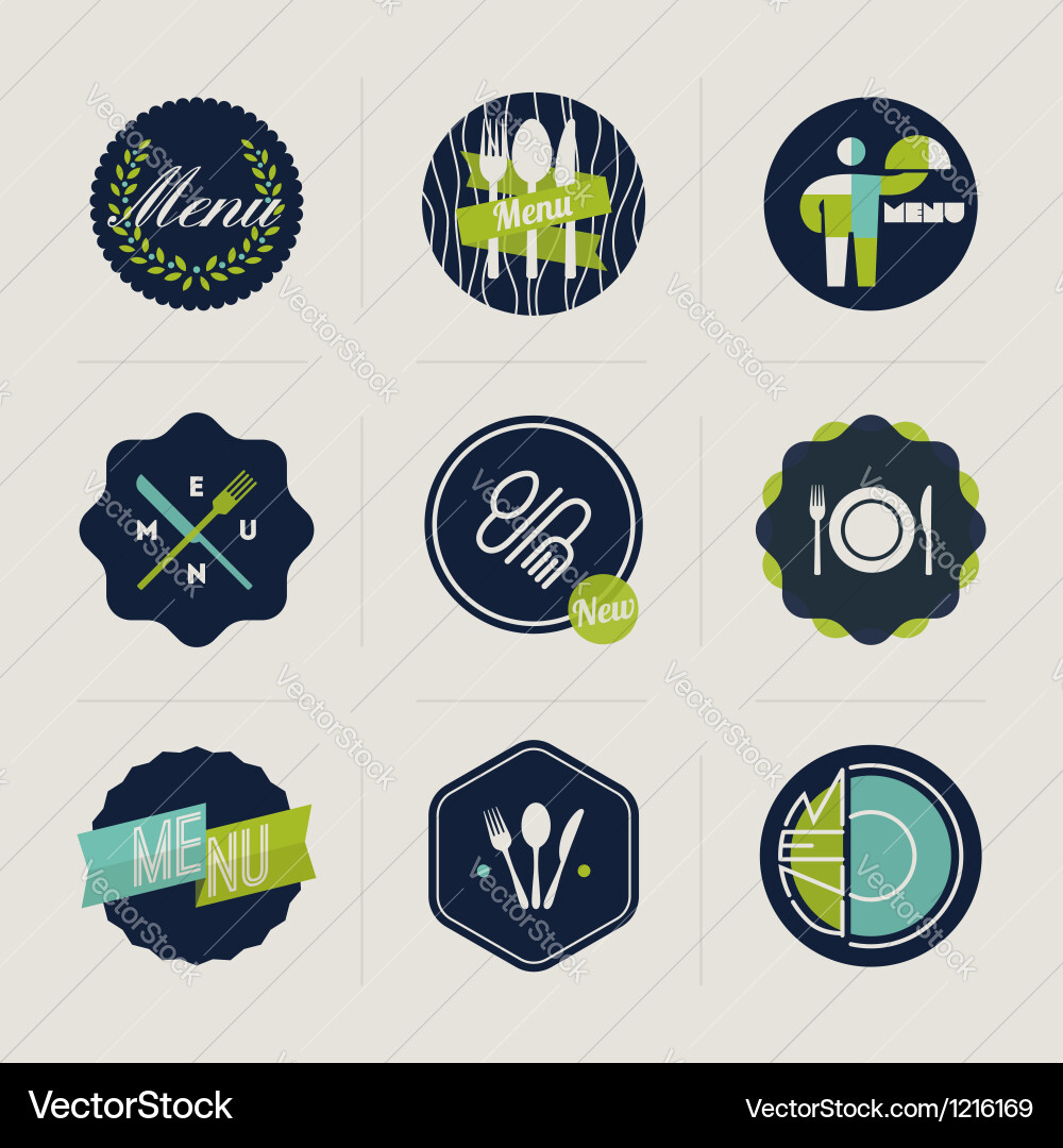 Restaurant menu labels set of design elements Vector Image