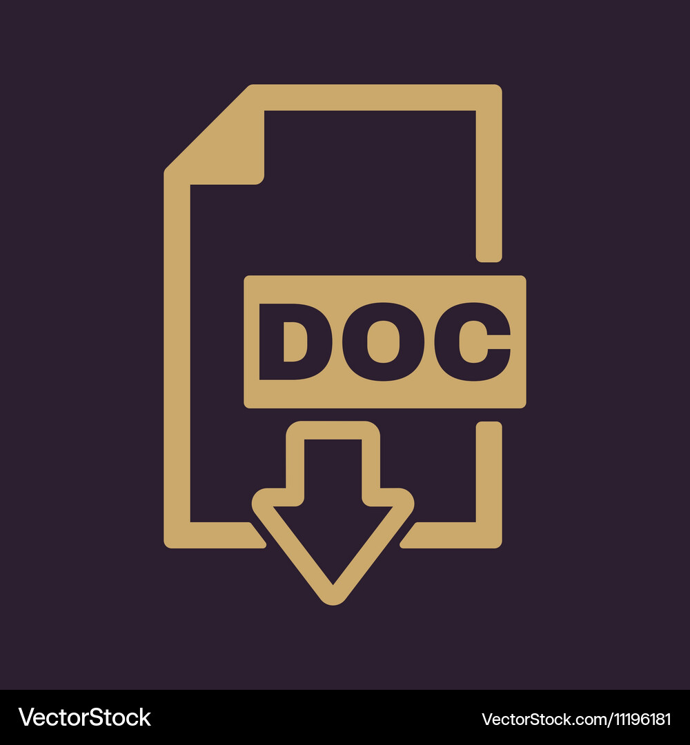 Doc icon text file format symbol flat Royalty Free Vector