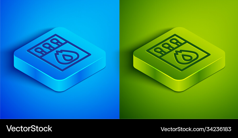 Isometric line open matchbox and matches icon Vector Image