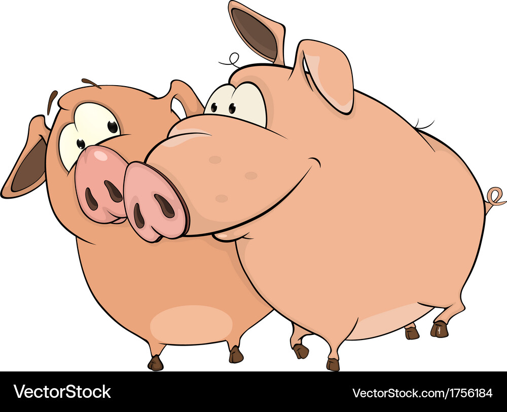 Two pigs Cartoon Royalty Free Vector Image - VectorStock