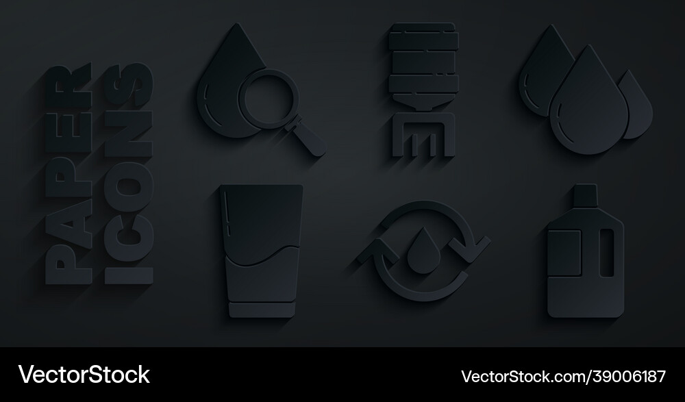 Set recycle clean aqua water drop glass Royalty Free Vector