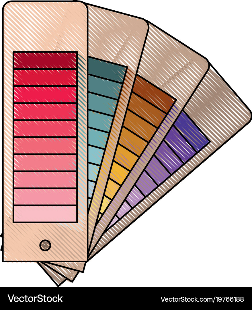 Color palette guide scale set in colored crayon Vector Image