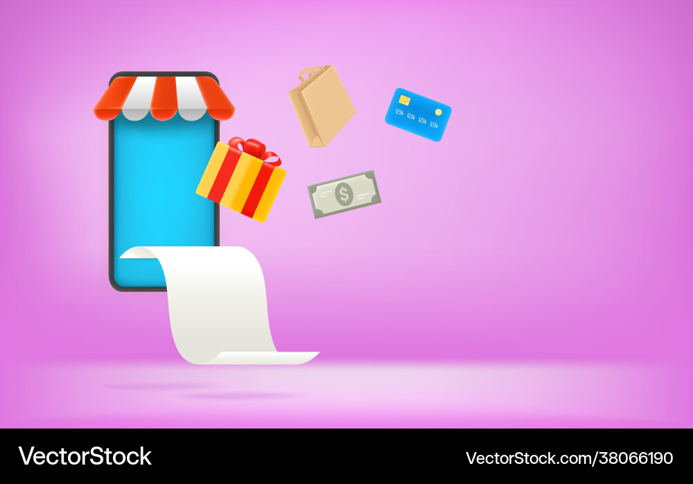 Modern smartphone with paper check copy space Vector Image