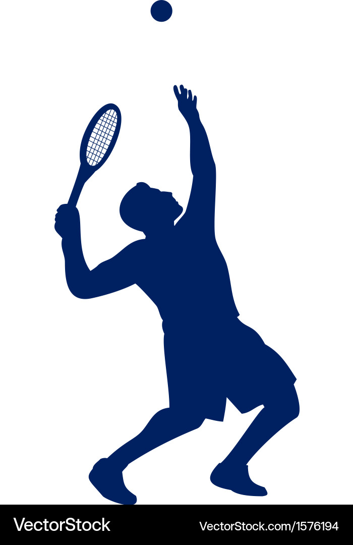 Tennis Player Serving Silhouette Royalty Free Vector Image