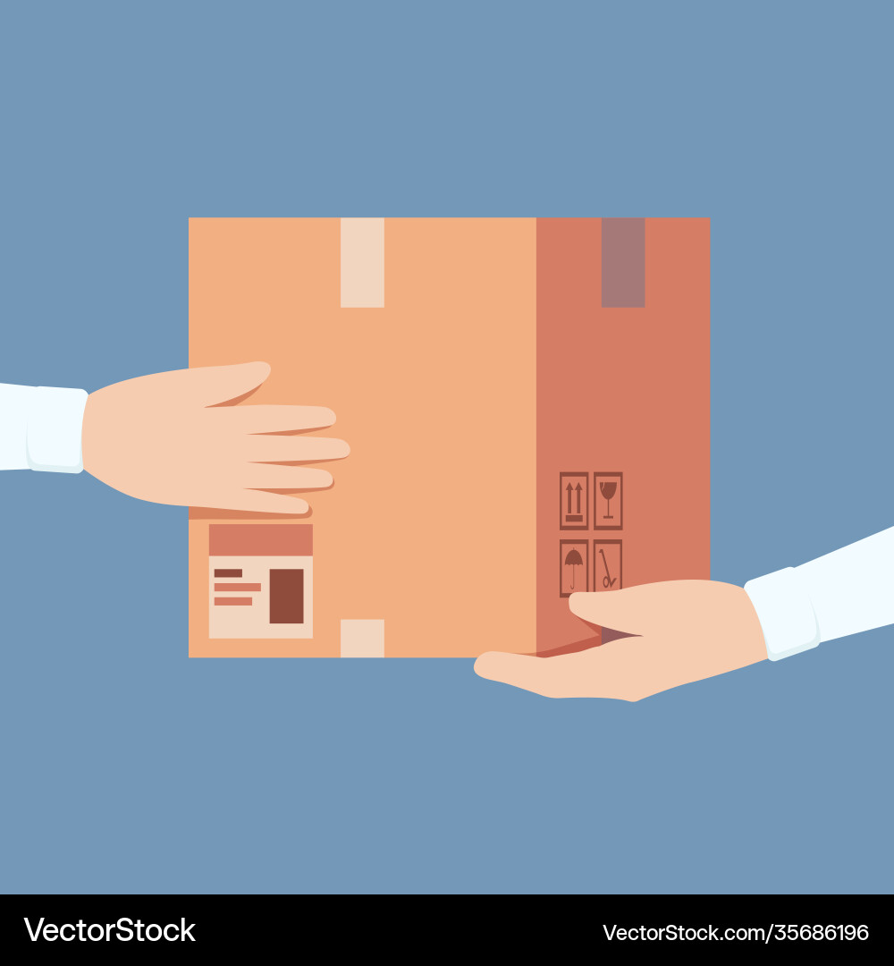 Box in hands shipping packages delivery Royalty Free Vector