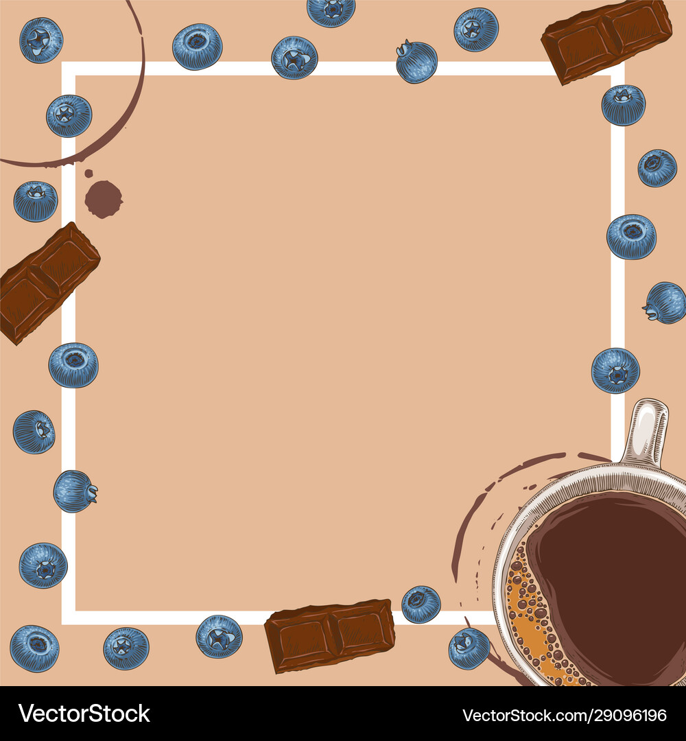 Square menu template with coffee and berries Vector Image