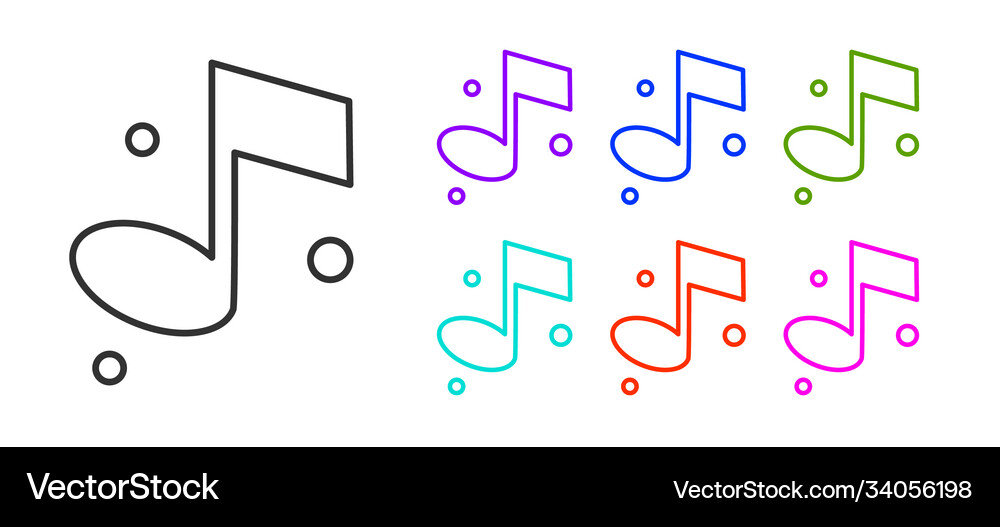 Black line music note tone icon isolated on white Vector Image
